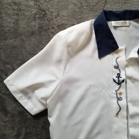 Vintage | Tops | Vtg Lightweight Nautical Embroidered Blouse | Poshmark